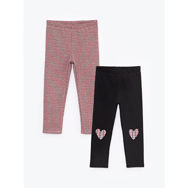 Beli Lastikli Desenli Kız Bebek Tayt 2'li