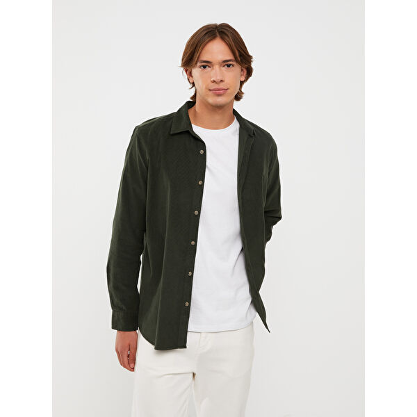 Regular Fit Uzun Kollu Kadife Erkek Gömlek Ceket