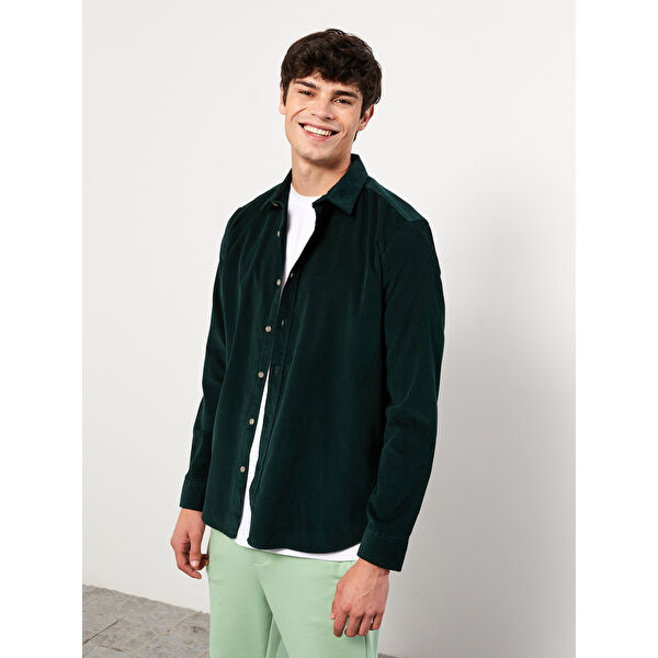 Regular Fit Uzun Kollu Kadife Erkek Gömlek Ceket