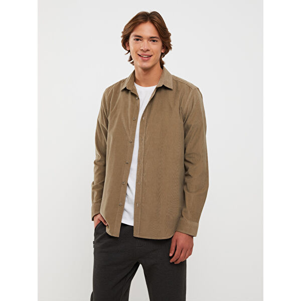 Regular Fit Uzun Kollu Kadife Erkek Gömlek Ceket