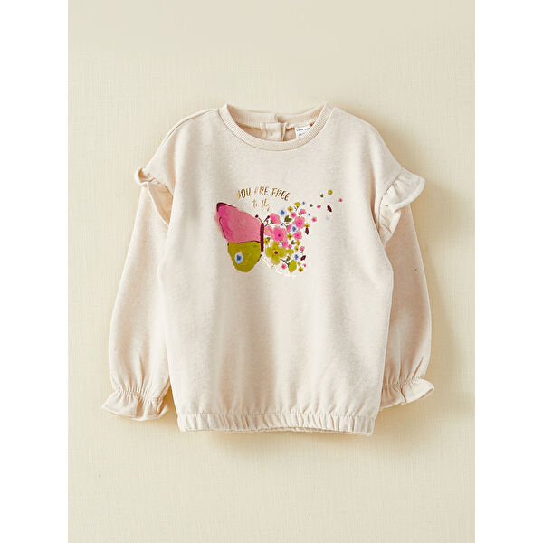 Bisiklet Yaka Uzun Kollu Pamuklu Kız Bebek Sweatshirt Bisiklet Yaka Uzun Kollu Pamuklu Kız Bebek Sweatshirt