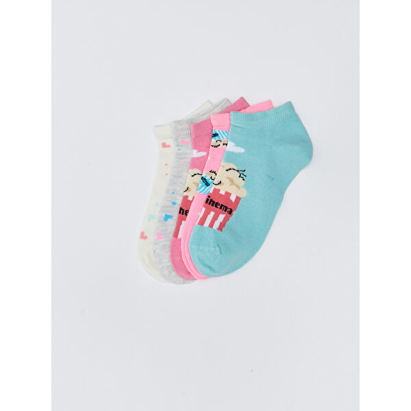 Desenli Kız Çocuk Patik Çorap 5'li