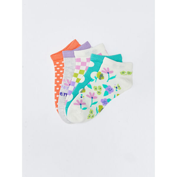 Desenli Kız Çocuk Patik Çorap 5'li