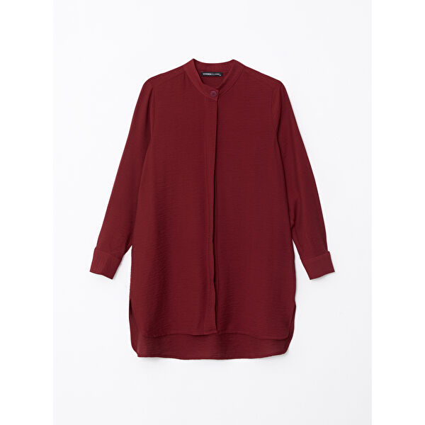 Hakim Yaka Düz Uzun Kollu Kadın Tunik