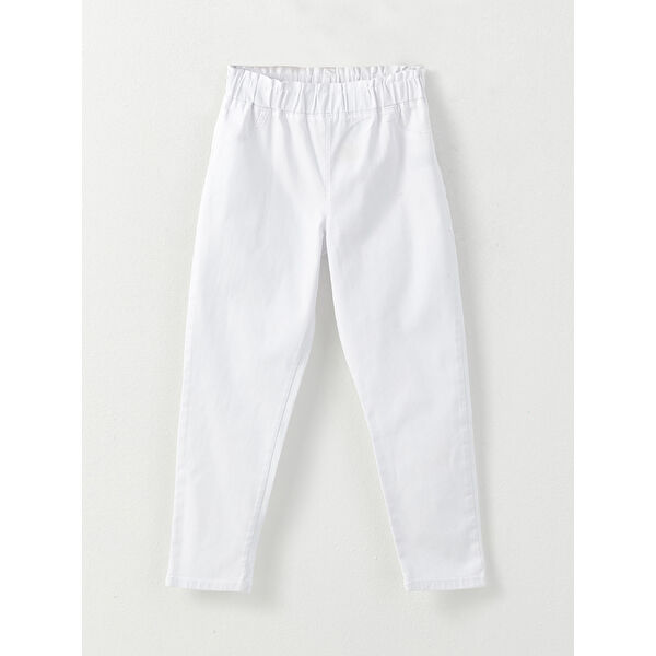 Beli Lastikli Basic Kız Çocuk Jean Pantolon