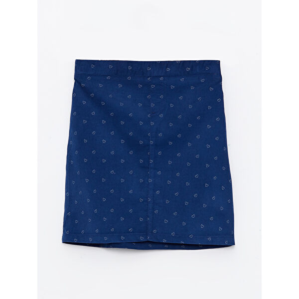 Beli Lastikli Desenli Kadife Kız Çocuk Etek