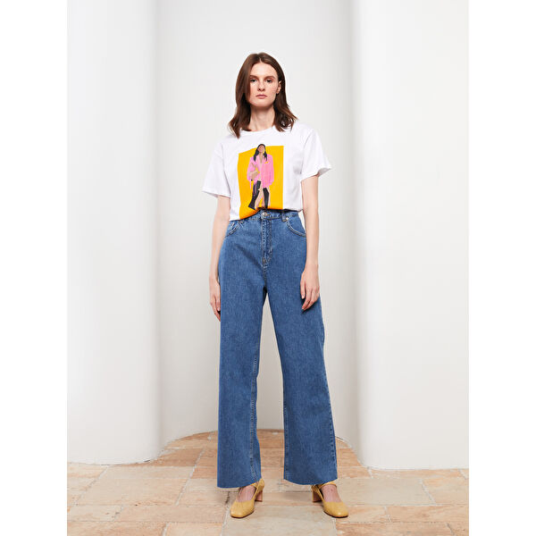 Yüksek Bel Straight Fit Kadın Rodeo Jean Pantolon Yüksek Bel Straight Fit Kadın Rodeo Jean Pantolon