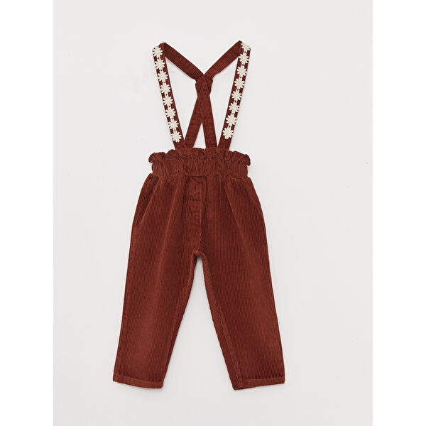 Beli Lastikli Kadife Kız Bebek Salopet