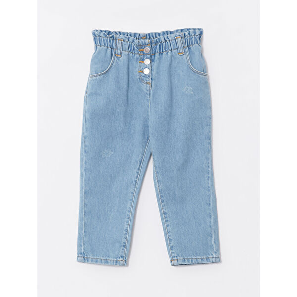 Beli Lastikli Basic Kız Bebek Jean Pantolon