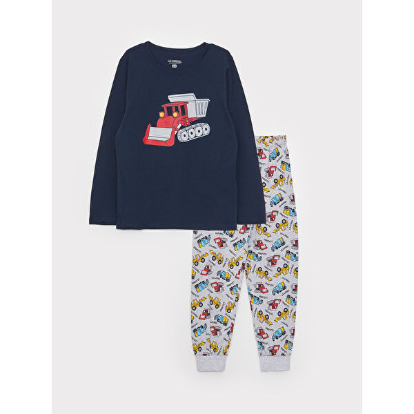 Bisiklet Yaka Baskılı Uzun Kollu Erkek Çocuk Pijama Takımı Bisiklet Yaka Baskılı Uzun Kollu Erkek Çocuk Pijama Takımı