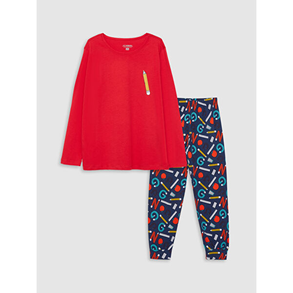 Bisiklet Yaka Baskılı Uzun Kollu Erkek Çocuk Pijama Takımı Bisiklet Yaka Baskılı Uzun Kollu Erkek Çocuk Pijama Takımı