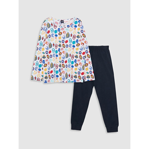 Bisiklet Yaka Marvel Baskılı Uzun Kollu Erkek Çocuk Pijama Takımı Bisiklet Yaka Marvel Baskılı Uzun Kollu Erkek Çocuk Pijama Takımı