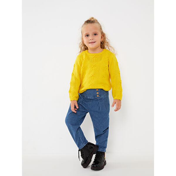 Beli Lastikli Basic Kız Bebek Jean Pantolon Beli Lastikli Basic Kız Bebek Jean Pantolon