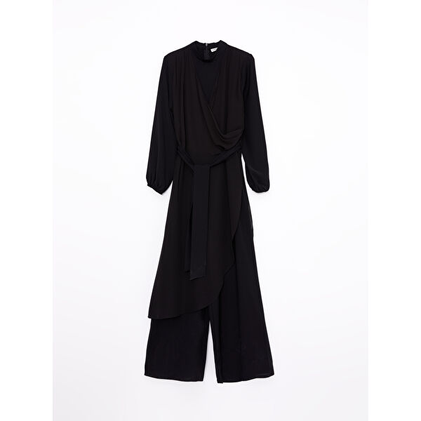 Dik Yaka Düz Uzun Kollu Kadın Abiye Tulum Dik Yaka Düz Uzun Kollu Kadın Abiye Tulum