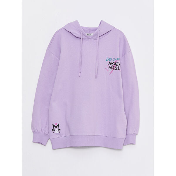 Kapüşonlu Mickey Mouse Baskılı Uzun Kollu Kadın Sweatshirt Kapüşonlu Mickey Mouse Baskılı Uzun Kollu Kadın Sweatshirt