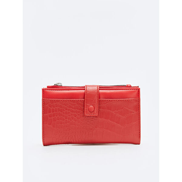 Deri Görünümlü Kroko Desenli Kadın Cüzdan