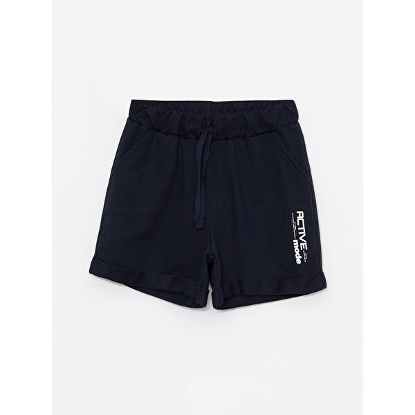 Beli Lastikli Baskılı Kız Çocuk Şort