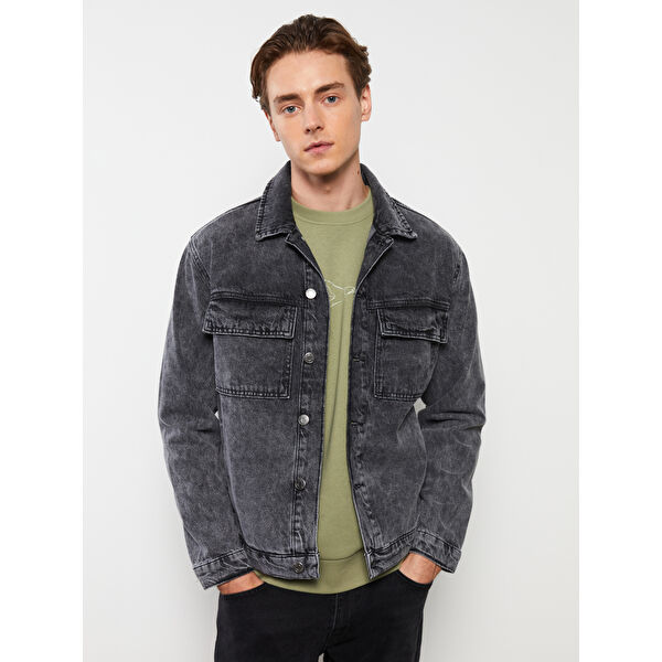 Standart Kalıp Erkek Jean Ceket