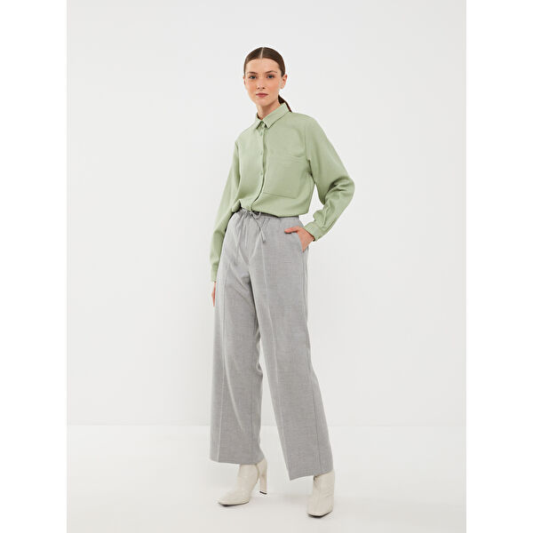 Beli Lastikli Standart Fit Düz Kadın Pantolon Beli Lastikli Standart Fit Düz Kadın Pantolon