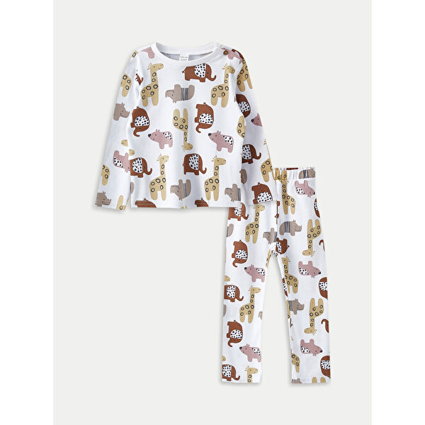 Bisiklet Yaka Uzun Kollu Baskılı Erkek Bebek Pijama Takımı 2'li