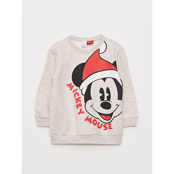 Bisiklet Yaka Uzun Kollu Mickey Mouse Baskılı Erkek Bebek Sweatshirt Bisiklet Yaka Uzun Kollu Mickey Mouse Baskılı Erkek Bebek Sweatshirt