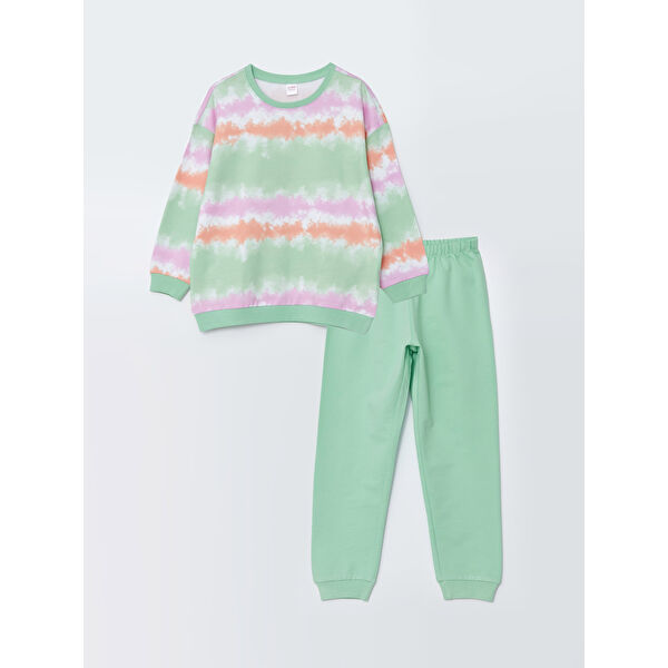 Bisiklet Yaka Batik Desenli Uzun Kollu Kız Çocuk Pijama Takımı Bisiklet Yaka Batik Desenli Uzun Kollu Kız Çocuk Pijama Takımı