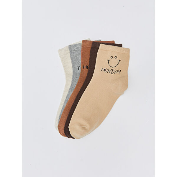 Baskılı Kadın Soket Çorap 5'li Paket