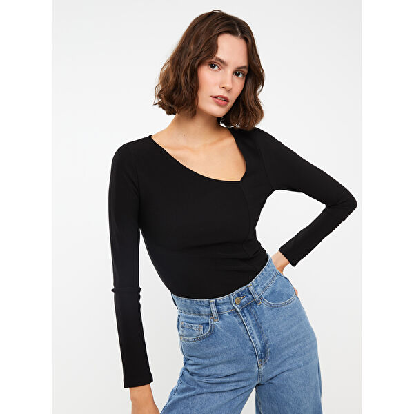 Düz Uzun Kollu Kadın Bluz