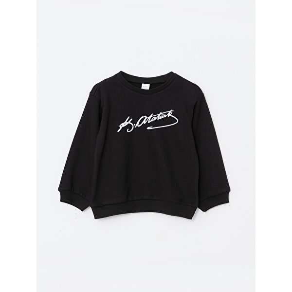 Bisiklet Yaka Uzun Kollu Atatürk İmza Baskılı Kız Bebek Sweatshirt Bisiklet Yaka Uzun Kollu Atatürk İmza Baskılı Kız Bebek Sweatshirt