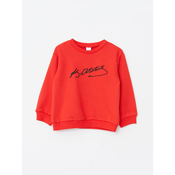 Bisiklet Yaka Uzun Kollu Atatürk İmza Baskılı Kız Bebek Sweatshirt Bisiklet Yaka Uzun Kollu Atatürk İmza Baskılı Kız Bebek Sweatshirt