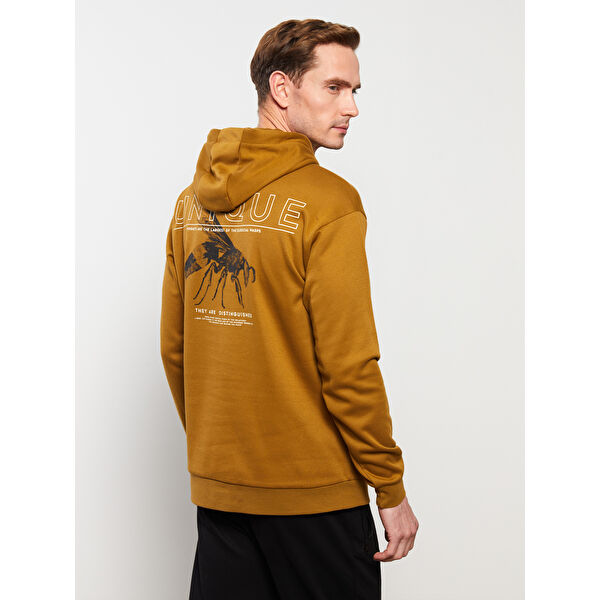Kapüşonlu Uzun Kollu Baskılı Erkek Sweatshirt