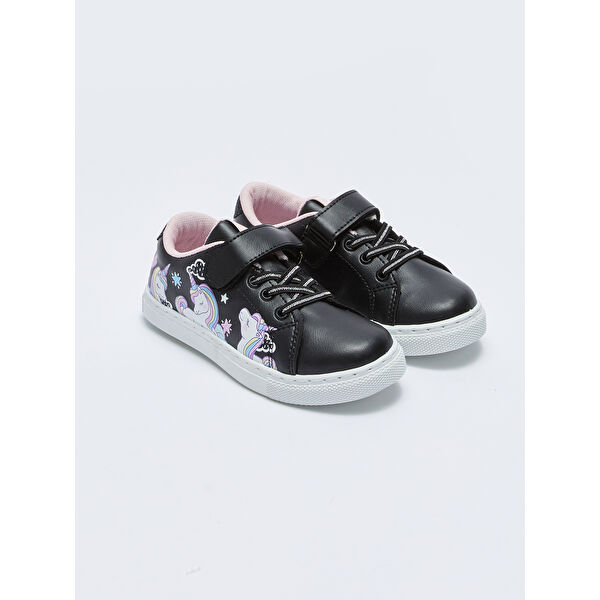 Baskılı Cırt Cırtlı Kız Çocuk Ayakkabı