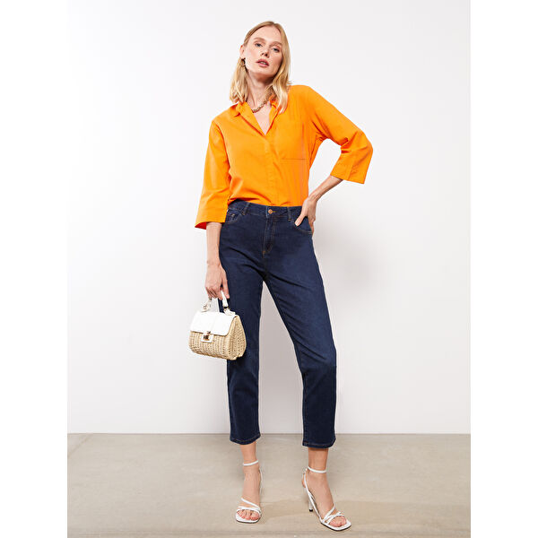 Slim Fit Düz Cep Detaylı Kadın Jean Pantolon Slim Fit Düz Cep Detaylı Kadın Jean Pantolon