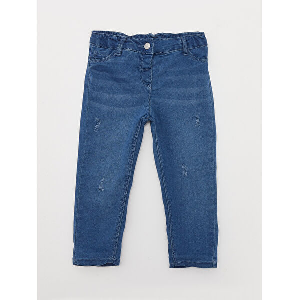 Beli Lastikli Basic Kız Bebek Jean Pantolon Beli Lastikli Basic Kız Bebek Jean Pantolon