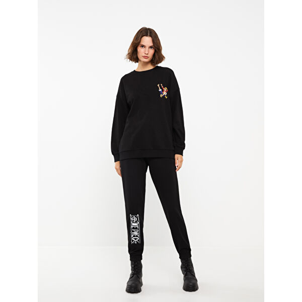 Beli Lastikli One Piece Baskılı Kadın Jogger Eşofman Altı Beli Lastikli One Piece Baskılı Kadın Jogger Eşofman Altı