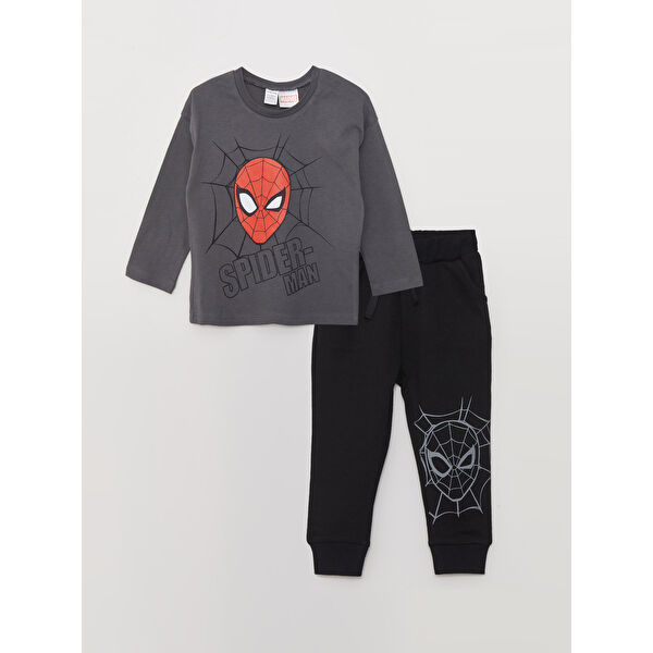 Bisiklet Yaka Uzun Kollu Spiderman Baskılı Erkek Bebek 2'li Takım Bisiklet Yaka Uzun Kollu Spiderman Baskılı Erkek Bebek 2'li Takım