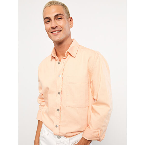 Regular Fit Uzun Kollu Gabardin Erkek Gömlek Ceket