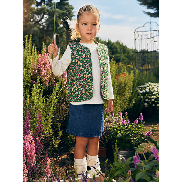 Beli Lastikli Basic Kız Bebek Jean Şort Etek Beli Lastikli Basic Kız Bebek Jean Şort Etek