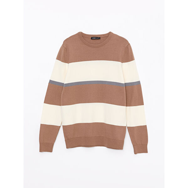 Bisiklet Yaka Uzun Kollu Renk Bloklu Erkek Triko Kazak