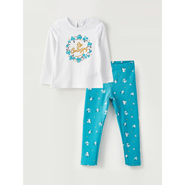 Bisiklet Yaka Uzun Kollu Baskılı Kız Bebek Body ve Tayt 2'li Takım Bisiklet Yaka Uzun Kollu Baskılı Kız Bebek Body ve Tayt 2'li Takım