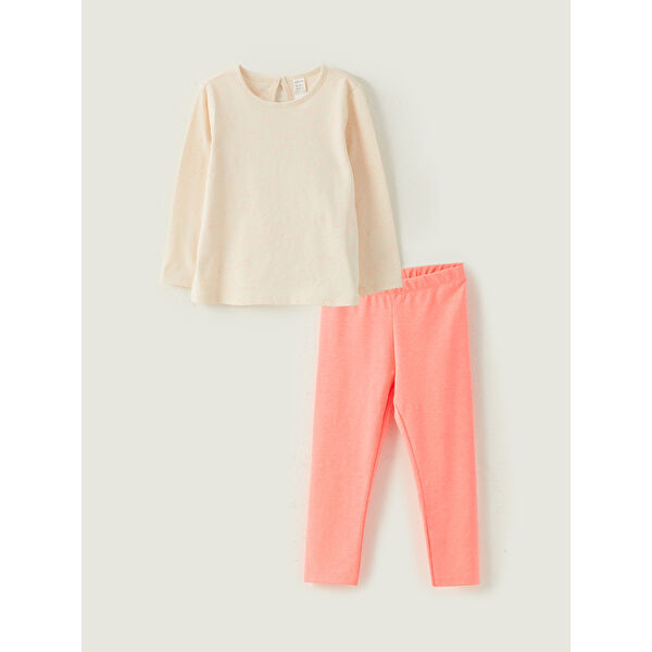 Bisiklet Yaka Uzun Kollu Kız Bebek Takım 2'li