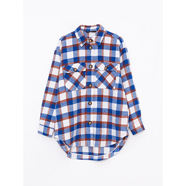 Gömlek Yaka Ekose Uzun Kollu Kadın Tunik