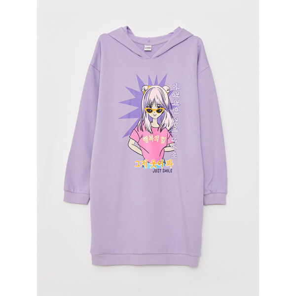 Kapüşonlu K-Pop Baskılı Uzun Kollu Kız Çocuk Elbise Kapüşonlu K-Pop Baskılı Uzun Kollu Kız Çocuk Elbise
