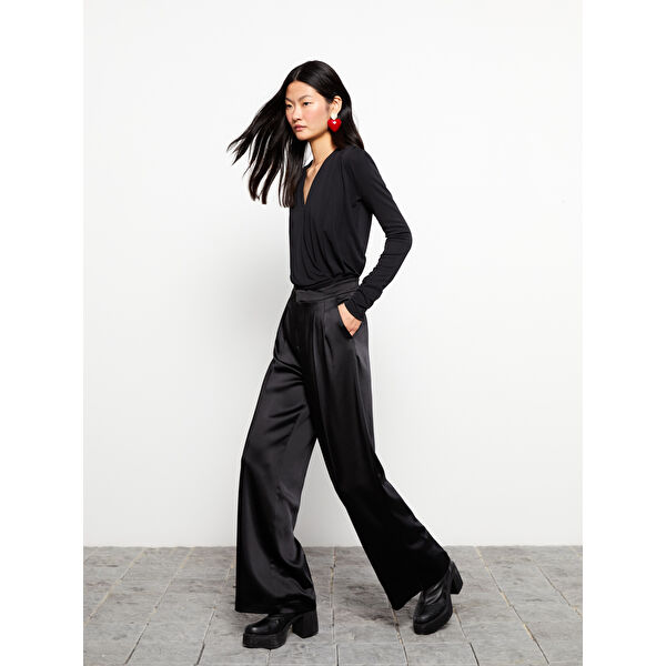 Rahat Kalıp Düz Saten Kadın Pantolon Rahat Kalıp Düz Saten Kadın Pantolon