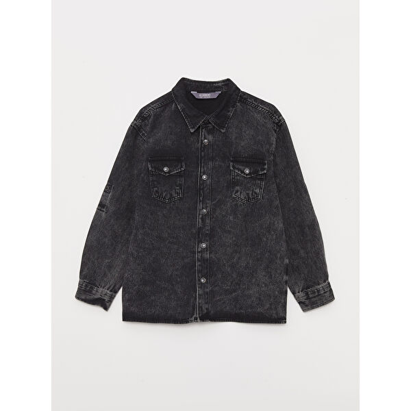 Basic Uzun Kollu Erkek Çocuk Jean Gömlek Basic Uzun Kollu Erkek Çocuk Jean Gömlek