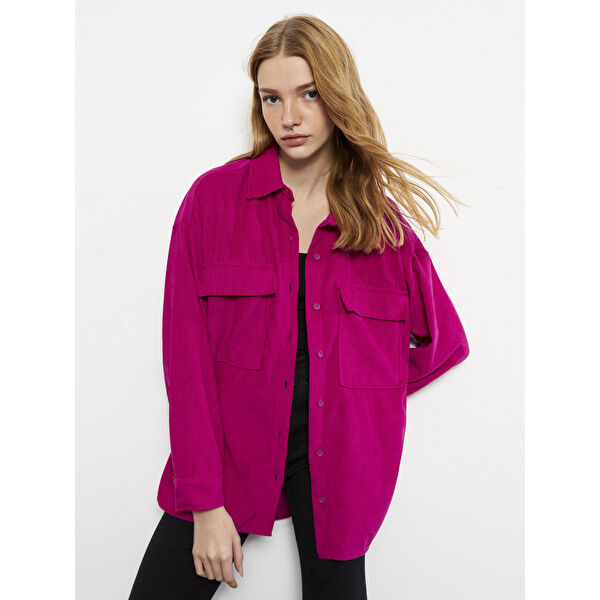 Düz Uzun Kollu Kadife Oversize Kadın Gömlek Ceket Düz Uzun Kollu Kadife Oversize Kadın Gömlek Ceket