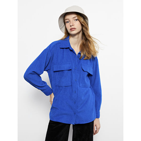 Düz Uzun Kollu Kadife Oversize Kadın Gömlek Ceket Düz Uzun Kollu Kadife Oversize Kadın Gömlek Ceket