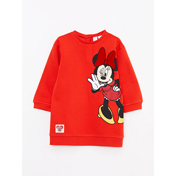 Bisiklet Yaka Uzun Kollu Minnie Mouse Baskılı Kız Bebek Elbise Bisiklet Yaka Uzun Kollu Minnie Mouse Baskılı Kız Bebek Elbise