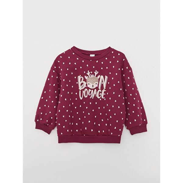 Bisiklet Yaka Uzun Kollu Baskılı Kız Bebek Sweatshirt