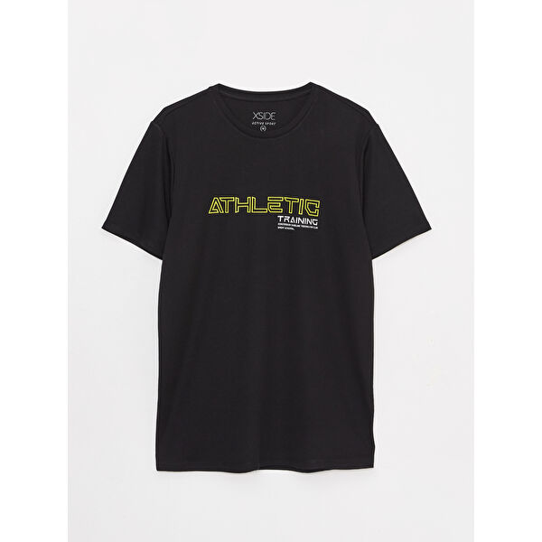 Bisiklet Yaka Kısa Kollu Baskılı Erkek Spor Tişört